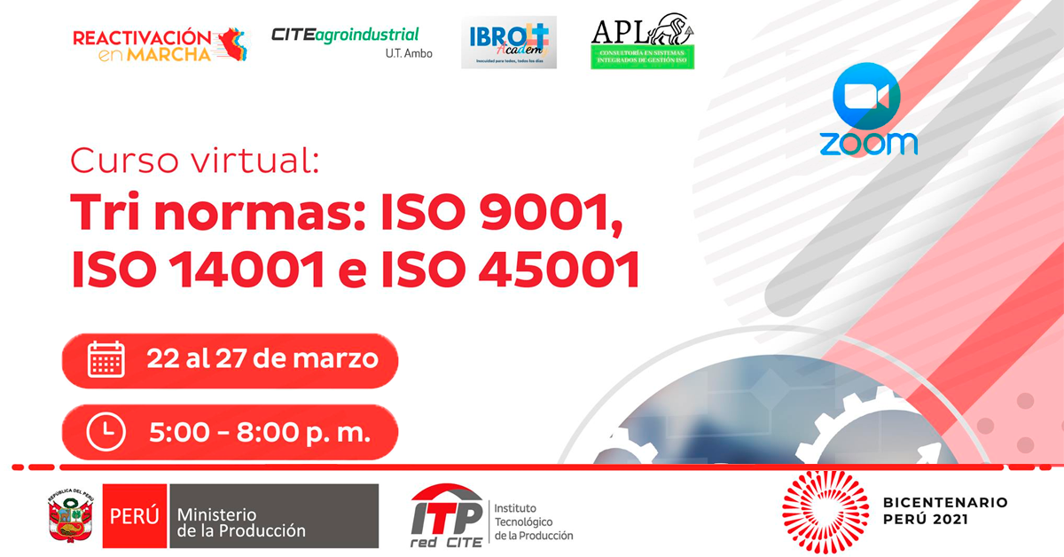 Curso Virtual: Tri normas: ISO 9001, ISO 14001 e ISO 45001