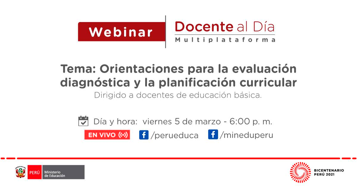 Webinar Gratuito Minedu Orientaciones Para Evaluación Diagnóstica Y 3850