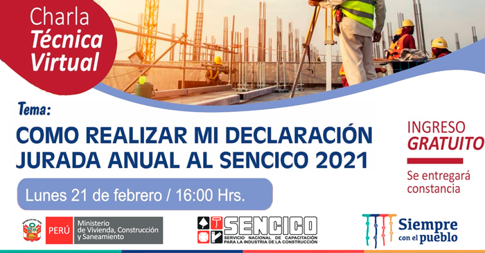 (Charla Virtual Gratuita) SENCICO: Como realizar mi declaración jurada anual al Sencico 2021