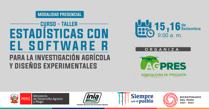 Curso taller gratuito de estadísticas con el software R para la investigación agrícola y diseños ...