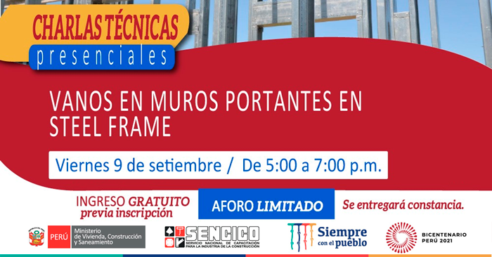 (Charla Presencial Gratuita) SENCICO: Vanos en muros portantes en Steel ...