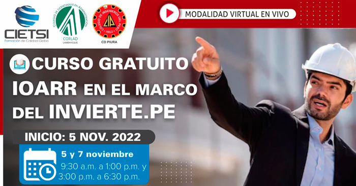 CIETSI PERÚ te invita al curso virtual gratuito de IOARR en el marco ... CIETSI PERÚ te invita al curso virtual gratuito de IOARR en el marco ...