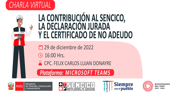 Charla online gratis sobre la contribución al SENCICO y la declaración jurada y certificado de ...