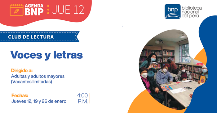 Club de lectura (Voces y letras) dirigido a adultos y adultas mayores