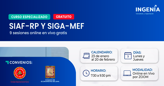 Curso especializado virtual gratuito de SIAF-RP y SIGA-MEF