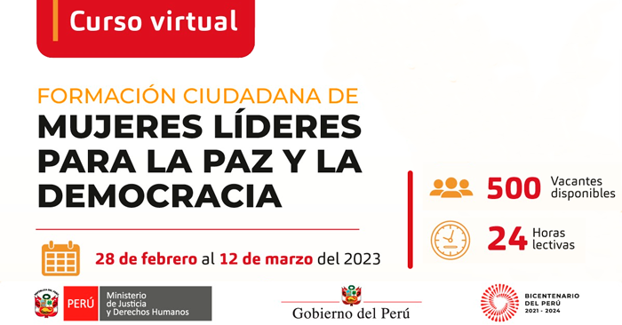 (Curso Virtual Gratuito) MINJUS: Formación ciudadana de mujeres lideres ...