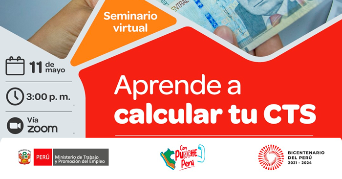 Seminario online gratis "Aprende a calcular tu CTS" del MTPE