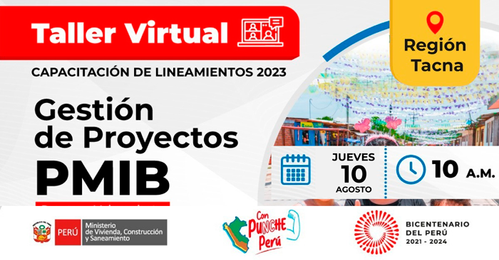 Taller online "Gestión de Proyectos PMIB Programa Mejoramiento Integral de Barrios"