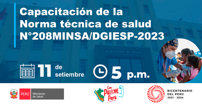 Capacitación online de la "Norma técnica de salud N°208-MINSA/DGIESP-2023" del MINSA