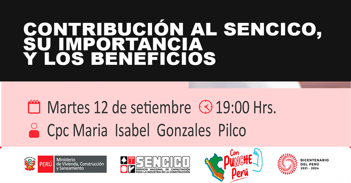 Charla online gratis "Contribución al SENCICO, su importancia y los ...