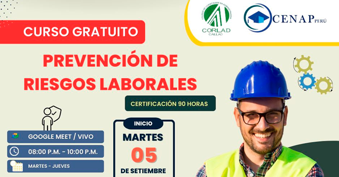 Curso online gratis "Prevención de Riesgos Laborales" de CENAP PERÚ