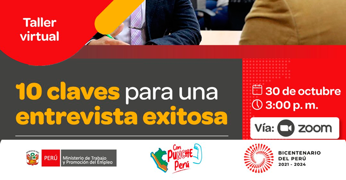Taller online gratis "10 claves para una entrevista exitosa" del MTPE