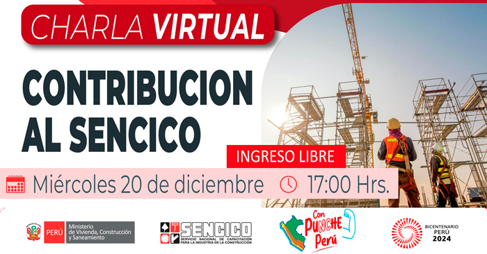 Charla online gratis "Contribución al SENCICO"