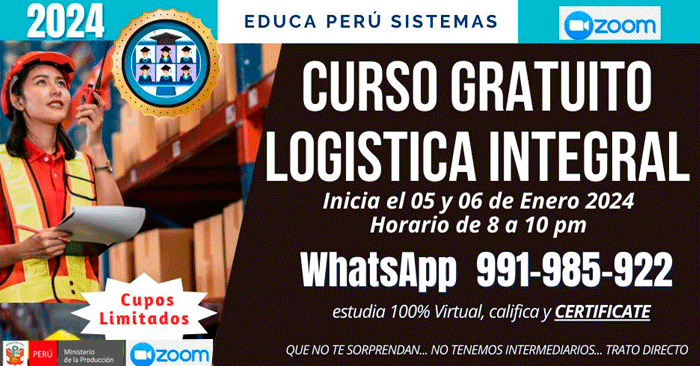 Curso online gratuito "Logistica Integral" de Educa Perú sistemas