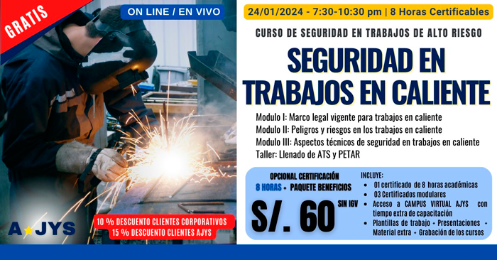 Taller online gratis "Seguridad en trabajos en caliente"