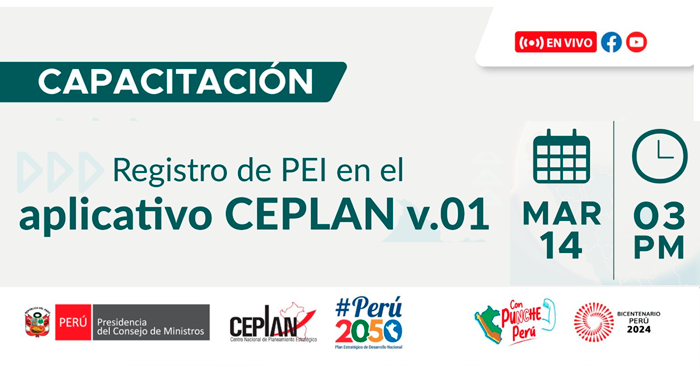 Capacitación online "Registro de PEl en el aplicativo CEPLAN v.01” de Ceplan Perú