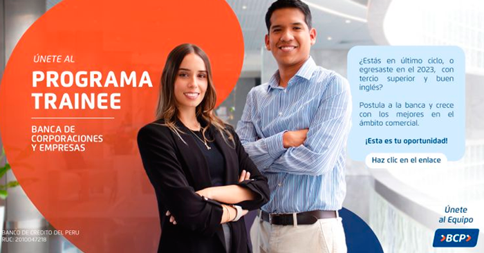 Programa Trainee 2024 del BCP para estudiantes y recién egresados