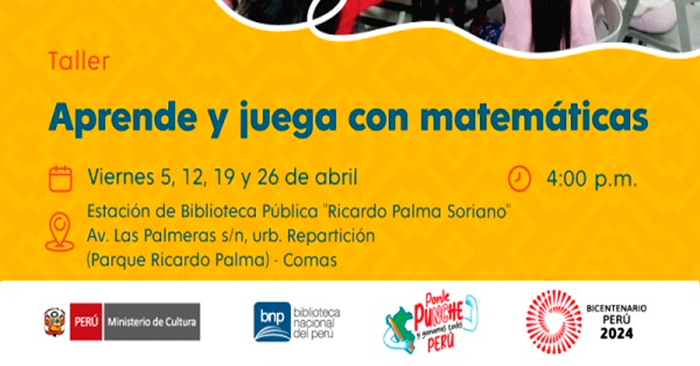 Taller presencial gratis "Aprende y juega con matemáticas" de la ...