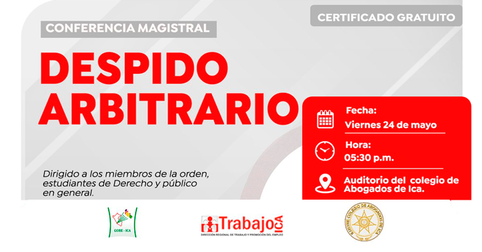 Conferencia presencial "Despido Arbitrario" de la DRTPE del Empleo de Ica