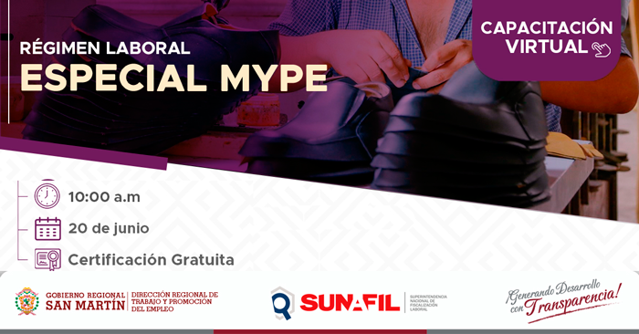 Capacitación online gratis "Régimen laboral especial MYPE" DRTPE de San ...