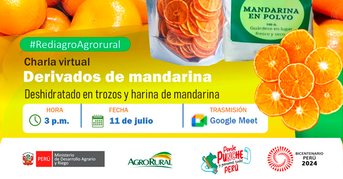 Charla online gratis "Derivados de mandarina" de Agro Rural
