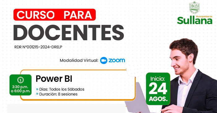 Curso online gratis "Power BI para Docentes" de la Municipalidad de Sullana
