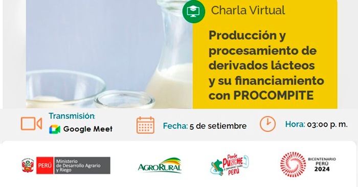 Charla online Producción y procesamiento de derivados lácteos y su financiamiento con PROCOMPITE ...