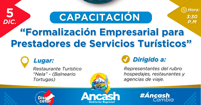 Capacitación presencial "Formalización Empresarial para Prestadores de Servicios Turístico"
