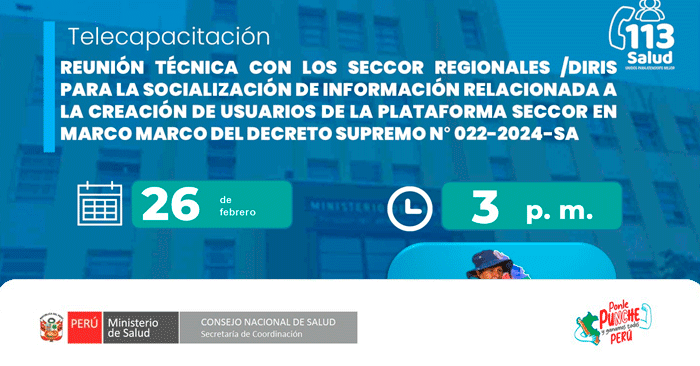Capacitación online " Reunión técnica con los SECCOR regionales / DIRIS ...