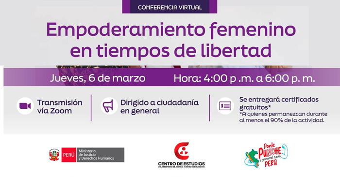 Conferencia online "Empoderamiento femenino en tiempos de Libertad" del MINJUSDH