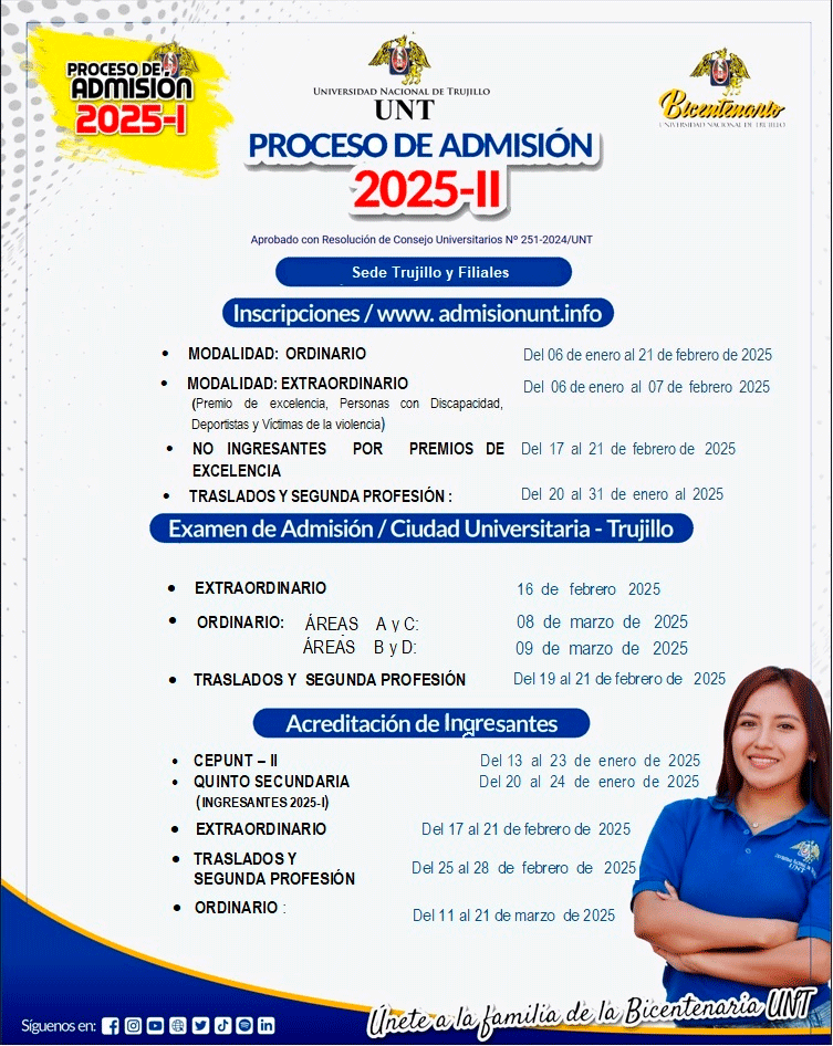 Admisión 2025-II UNT - Examen de ingreso a la Universidad Nacional de Trujillo